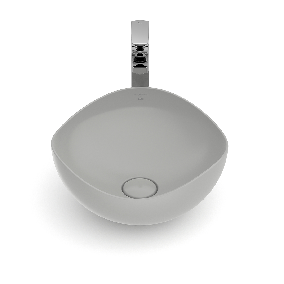 Cuba Redonda de Apoio Roca Ruy Ohtake 37,5x37,5cm - Cinza Claro
