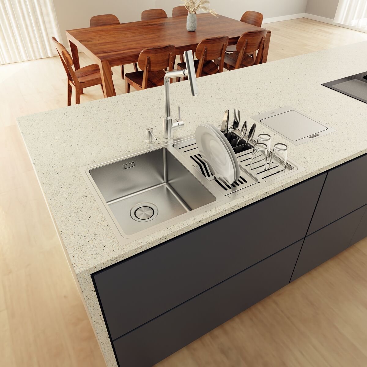 Cuba Tramontina Dupla Design Collection Quadrum 2C 34 Aço Inox Scotch Brite